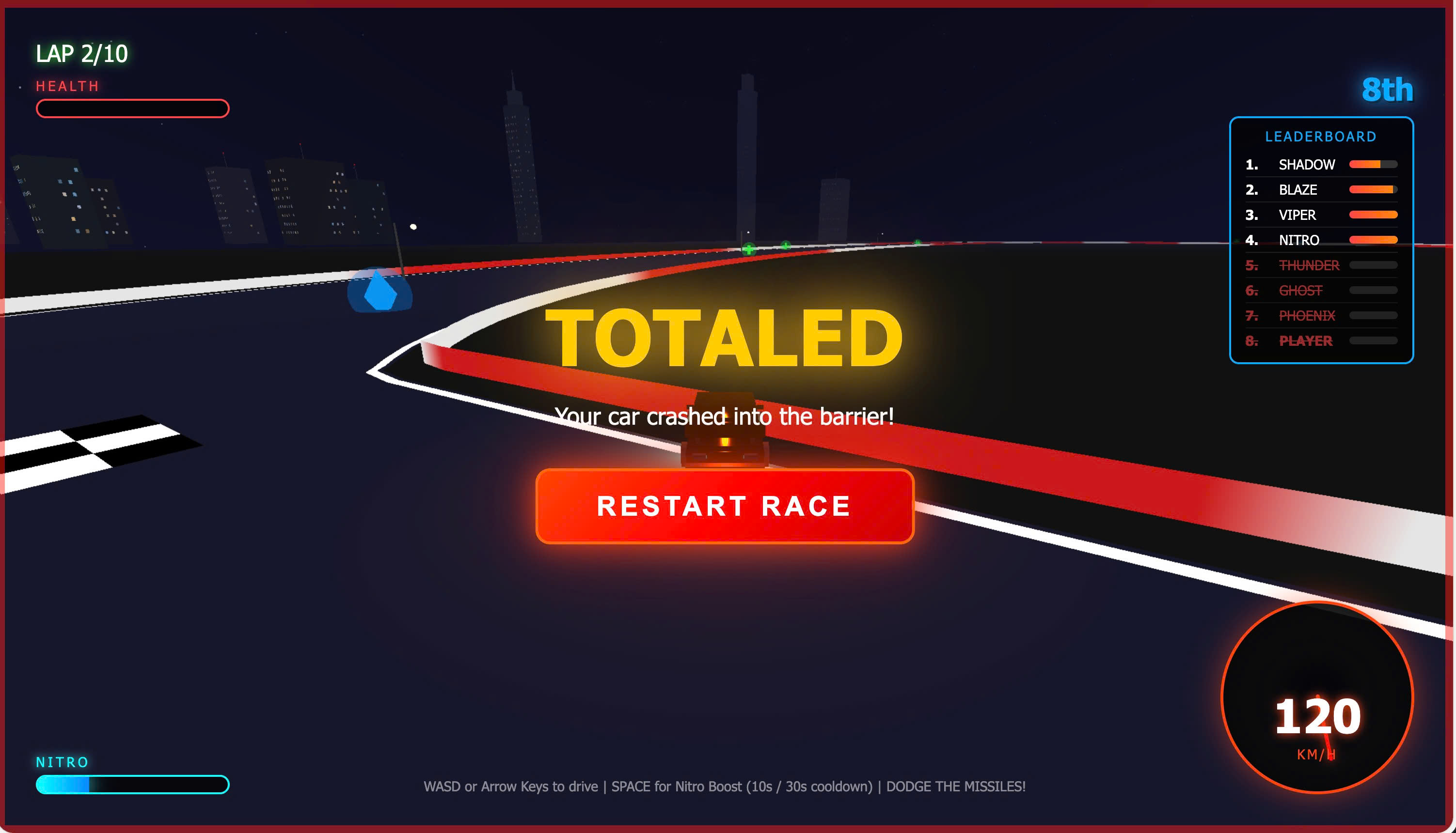 Wasted Wheels - Free 3D Street Racing Game | Dodge Helicopters & Ghosts